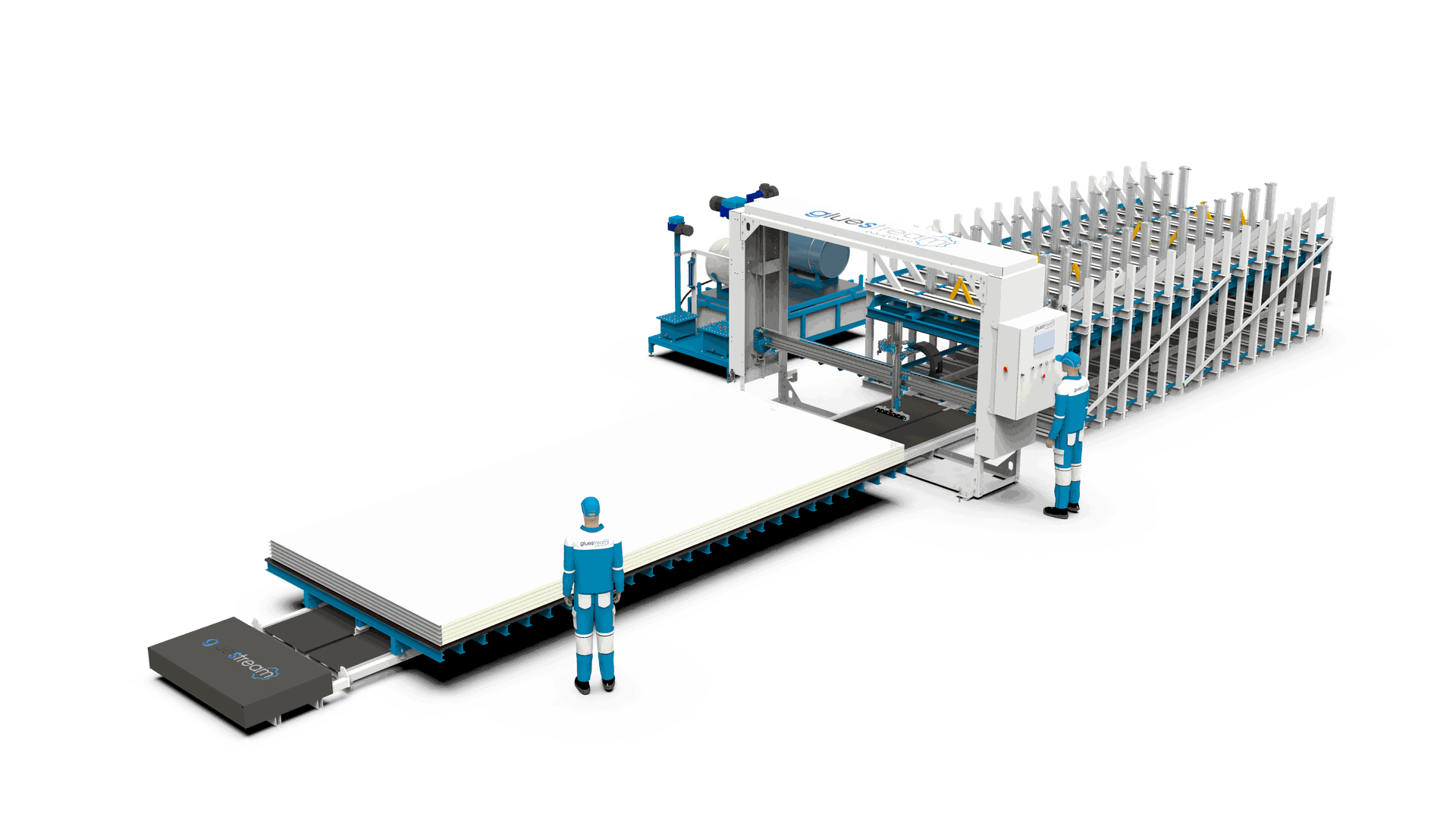 Automated composite caravan panel production line with PUR adhesive SPL ...
